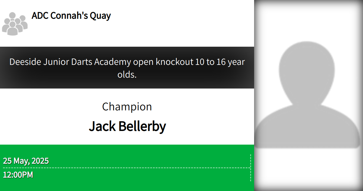 Deeside Junior Darts Academy open knockout 10 to 16 year olds.