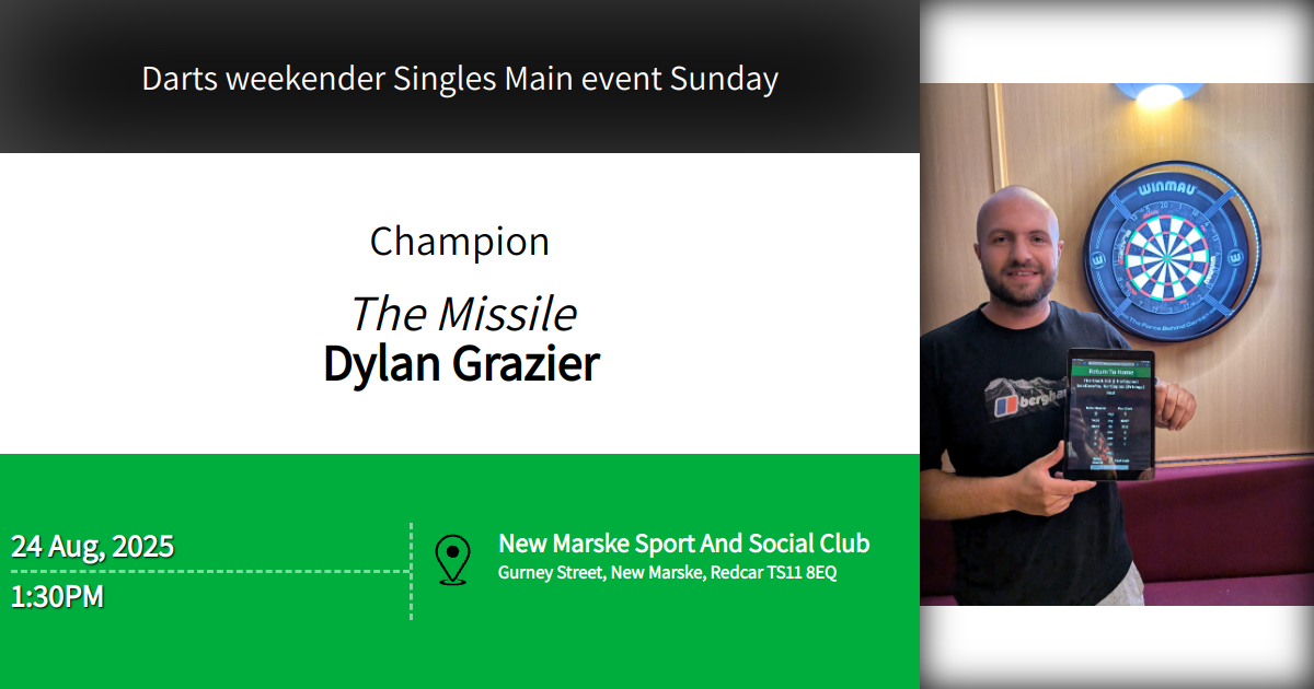 Darts weekender Singles Main event Sunday