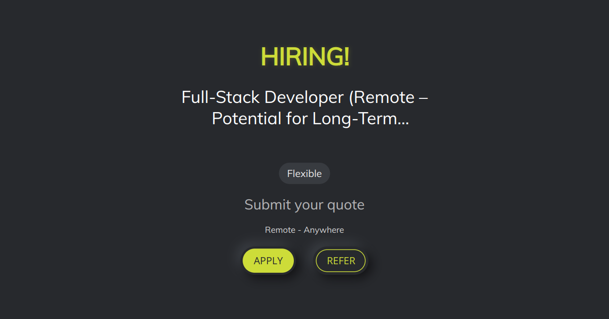 Full-Stack Developer (Remote – Potential for Long-Term Engagement) | Torre