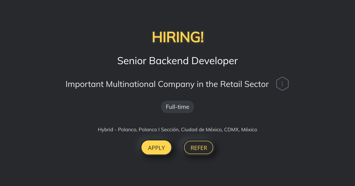 Senior Backend Developer at Important Multinational Company in the Retail Sector | Torre