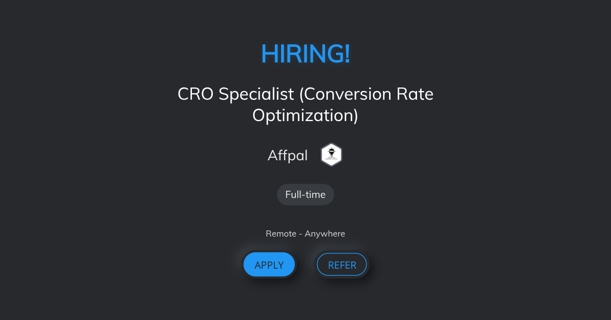 CRO Specialist (Conversion Rate Optimization) at Affpal | Torre