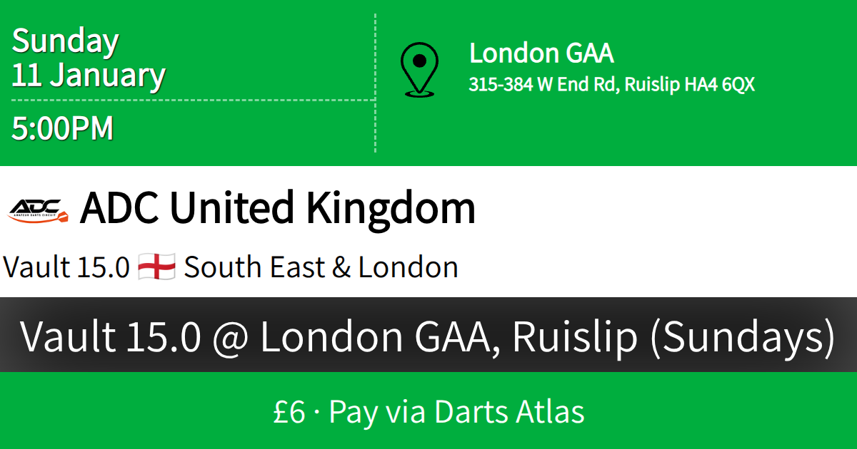 Vault 15.0 @ London GAA, Ruislip (Sundays)