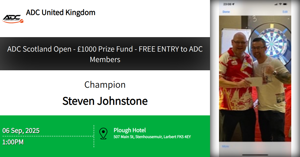 ADC Scotland Open - £1000 Prize Fund - FREE ENTRY to ADC Members