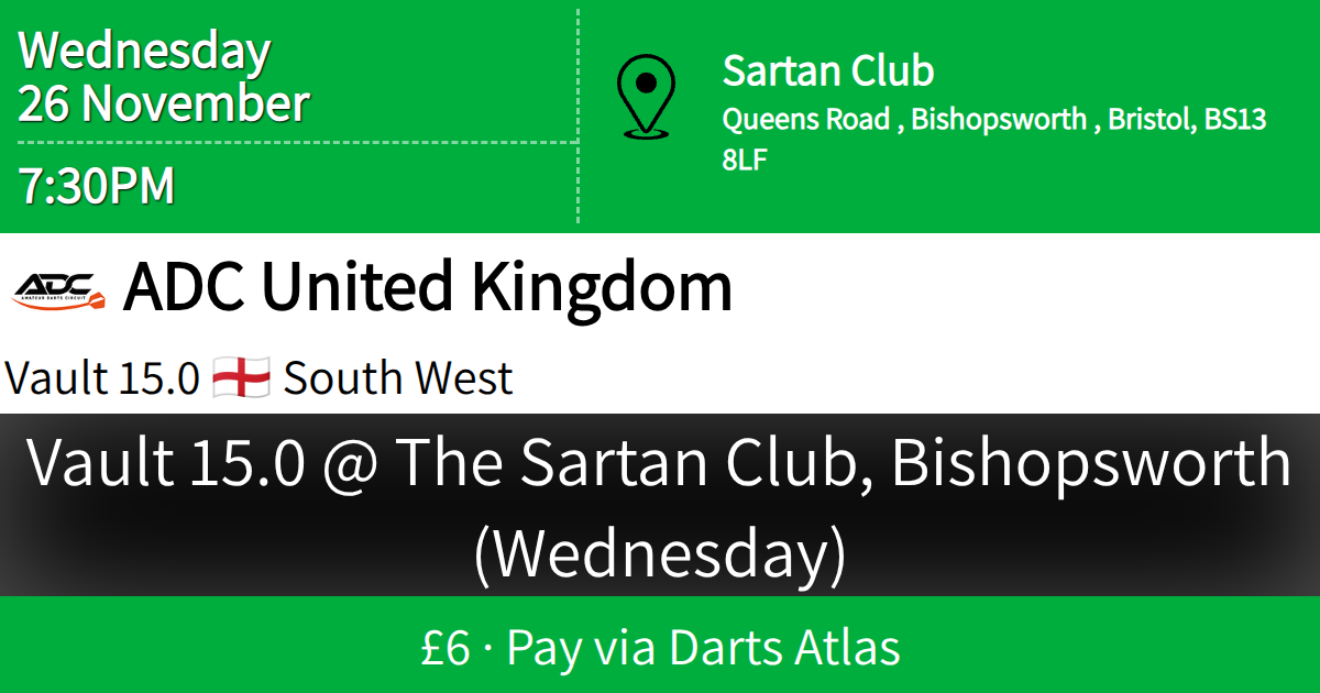 Vault 15.0 @ The Sartan Club, Bishopsworth (Wednesday)