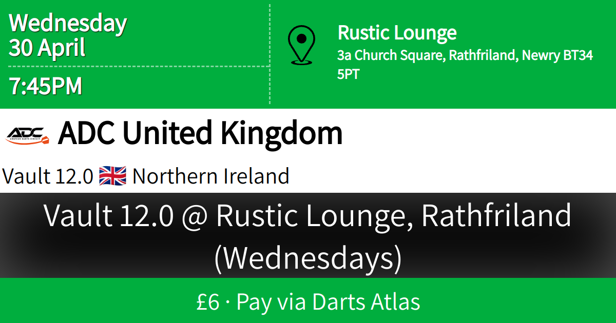 Vault 12.0 @ Rustic Lounge, Rathfriland (Wednesdays)