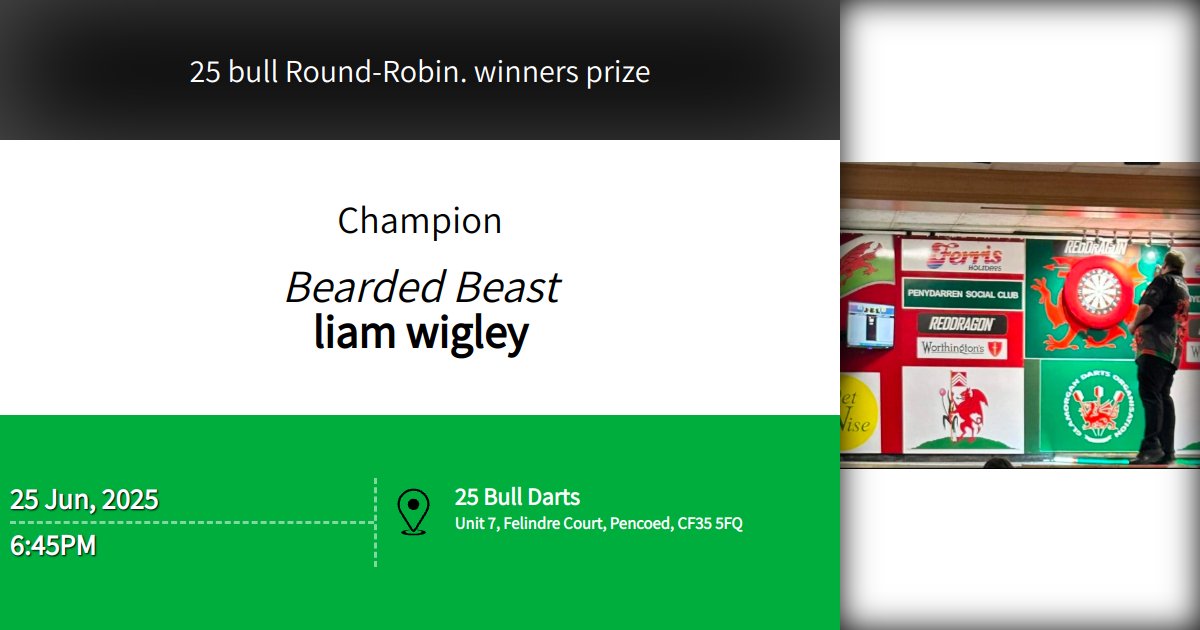 25 bull Round-Robin. winners prize