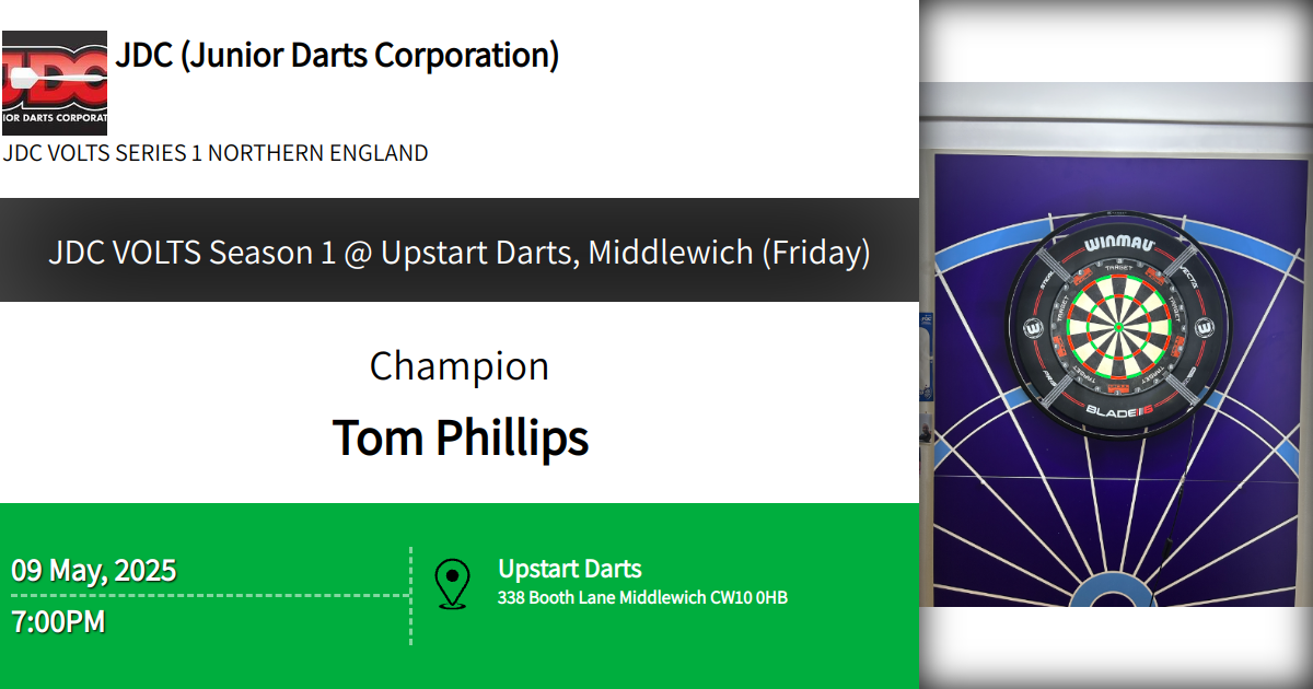 JDC VOLTS Season 1 @ Upstart Darts, Middlewich (Friday)