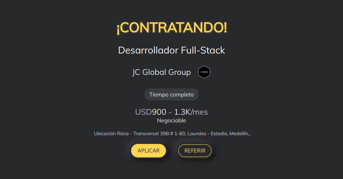 Desarrollador Full-Stack en JC Global Group | Torre