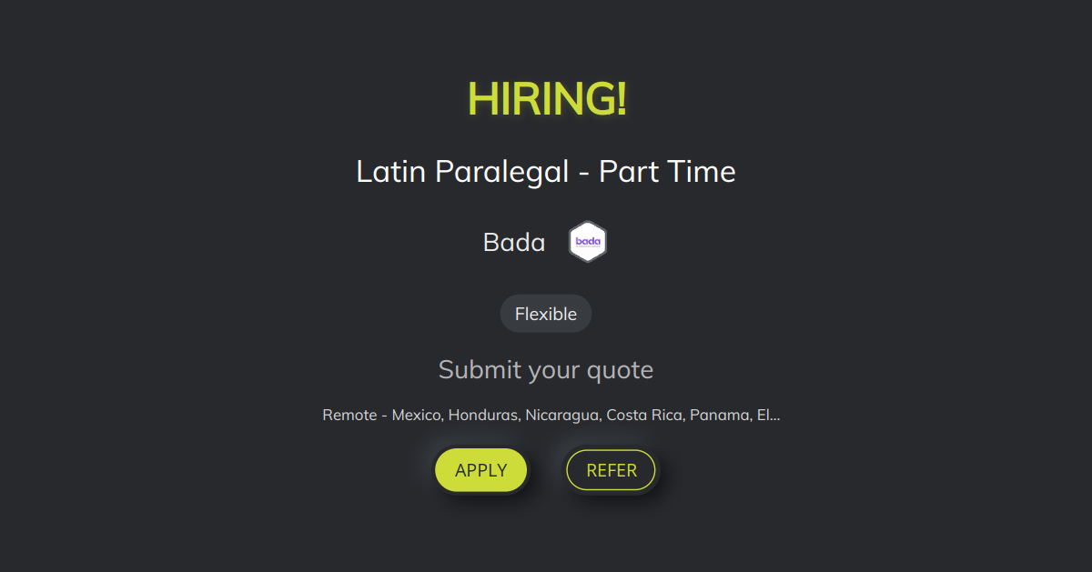 Latin Paralegal - Part Time at Bada | Torre