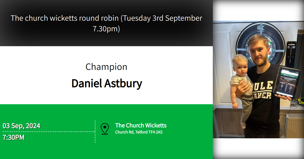 The church wicketts round robin (Tuesday 3rd September 7.30pm)