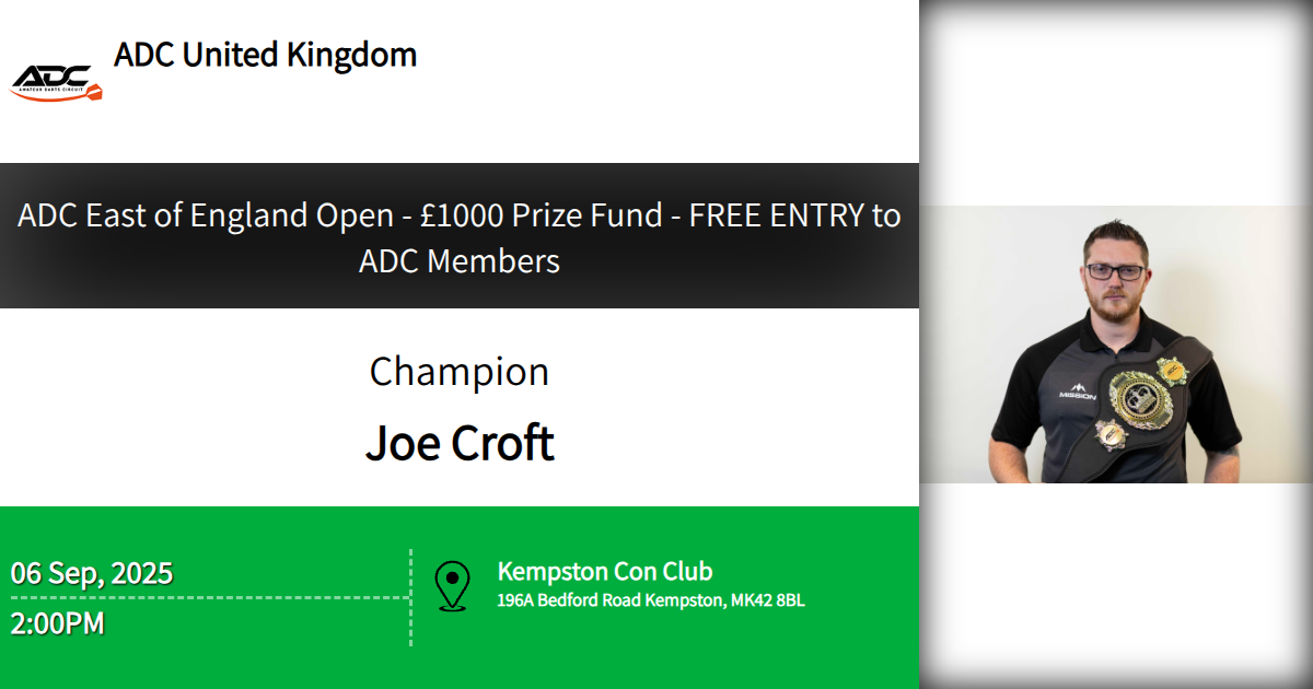 ADC East of England Open - £1000 Prize Fund - FREE ENTRY to ADC Members