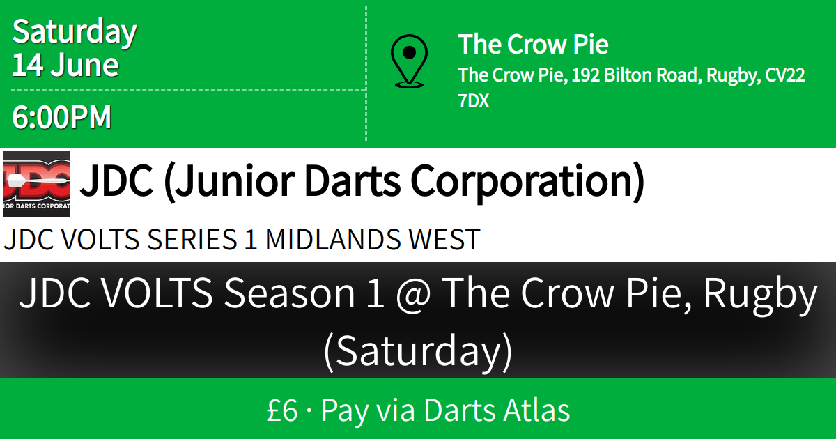 JDC VOLTS Season 1 @ The Crow Pie, Rugby (Saturday)