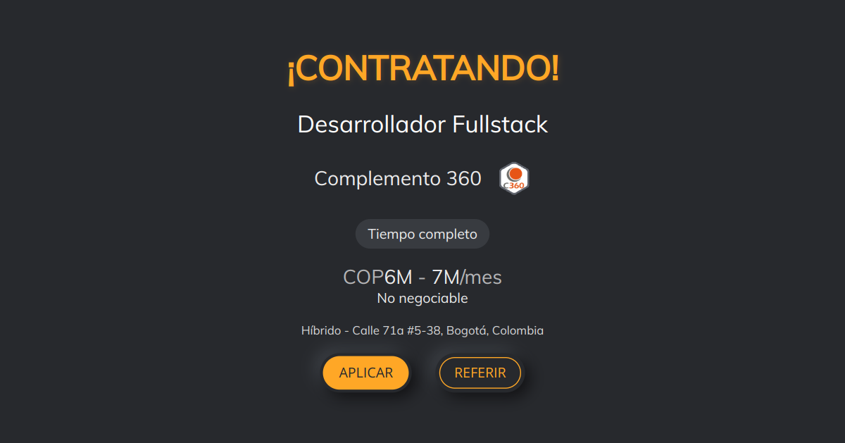 Desarrollador Fullstack en Complemento 360 | Torre