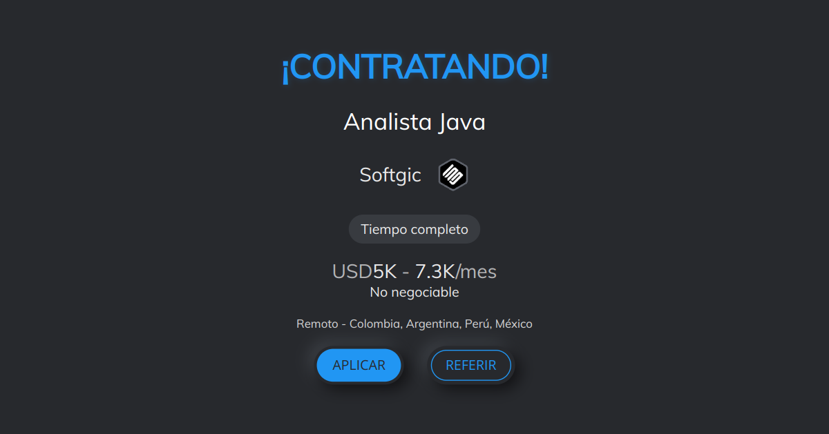 Analista Java en Softgic | Torre