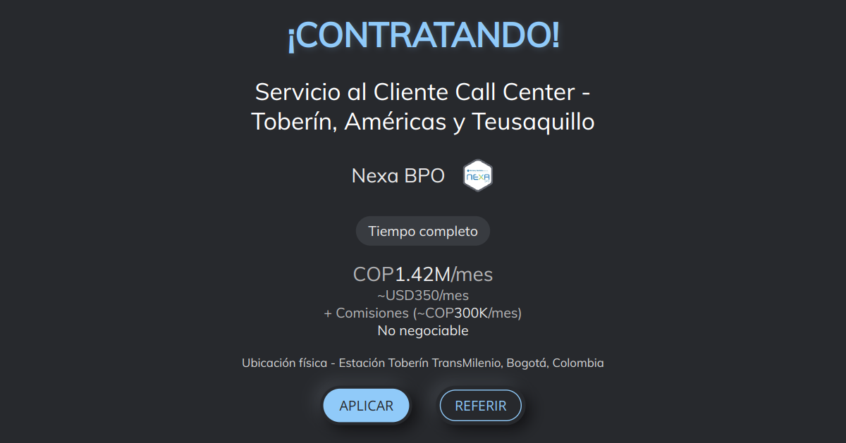 Servicio al Cliente Call Center - Toberín, Américas y Teusaquillo en ...