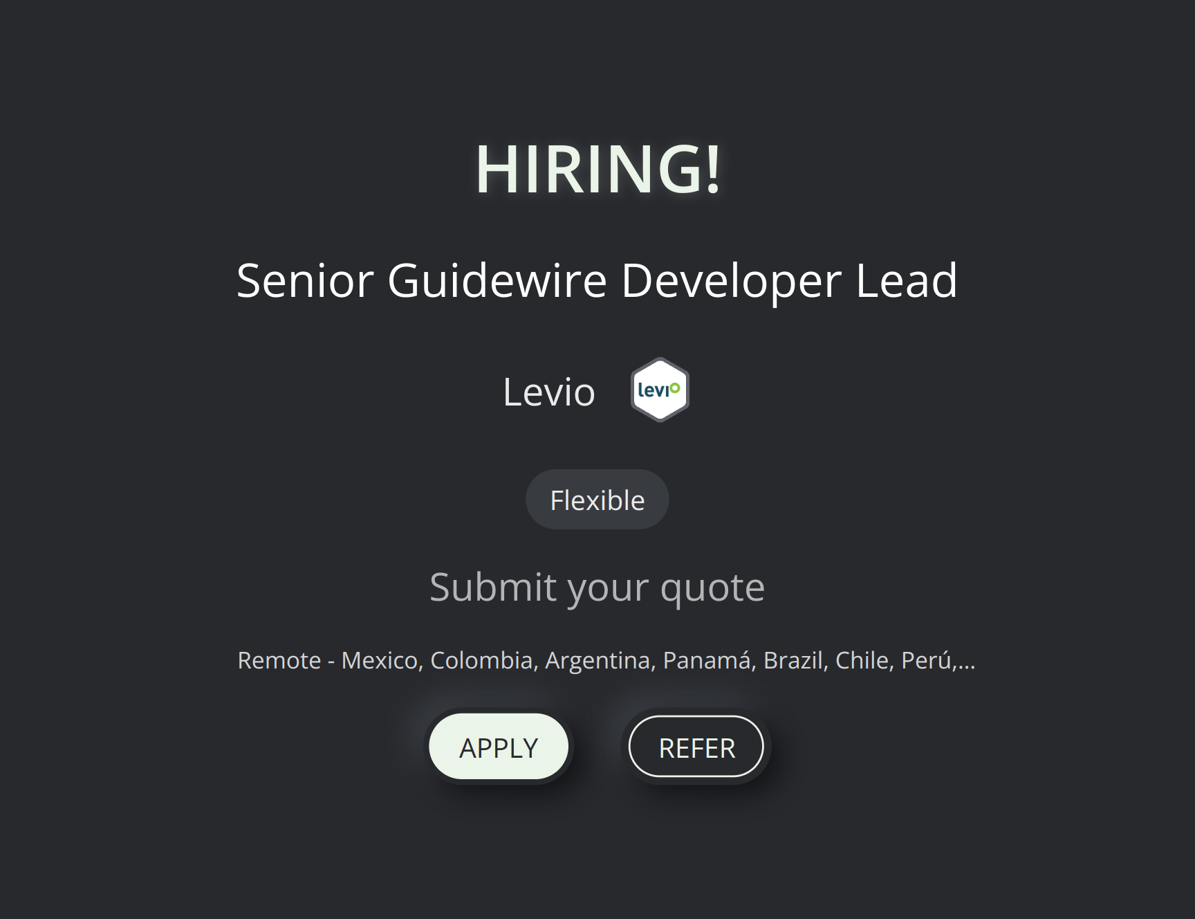 Senior Guidewire Developer Lead at Levio | Torre