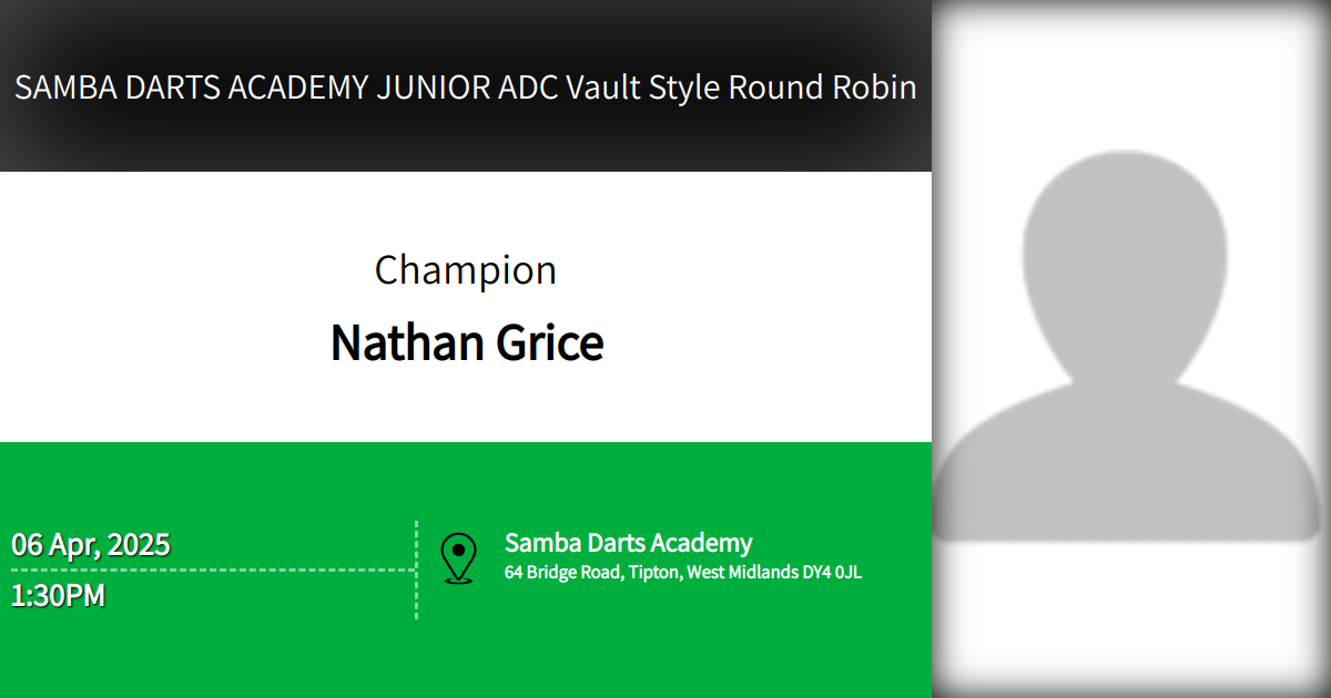 SAMBA DARTS ACADEMY JUNIOR ADC Vault Style Round Robin