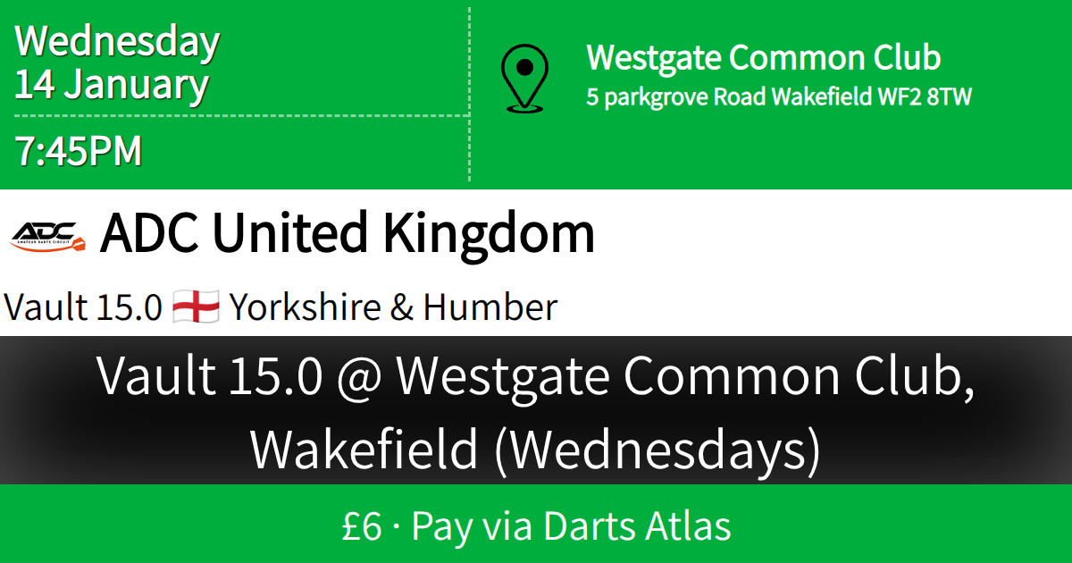 Vault 15.0 @ Westgate Common Club, Wakefield (Wednesdays)