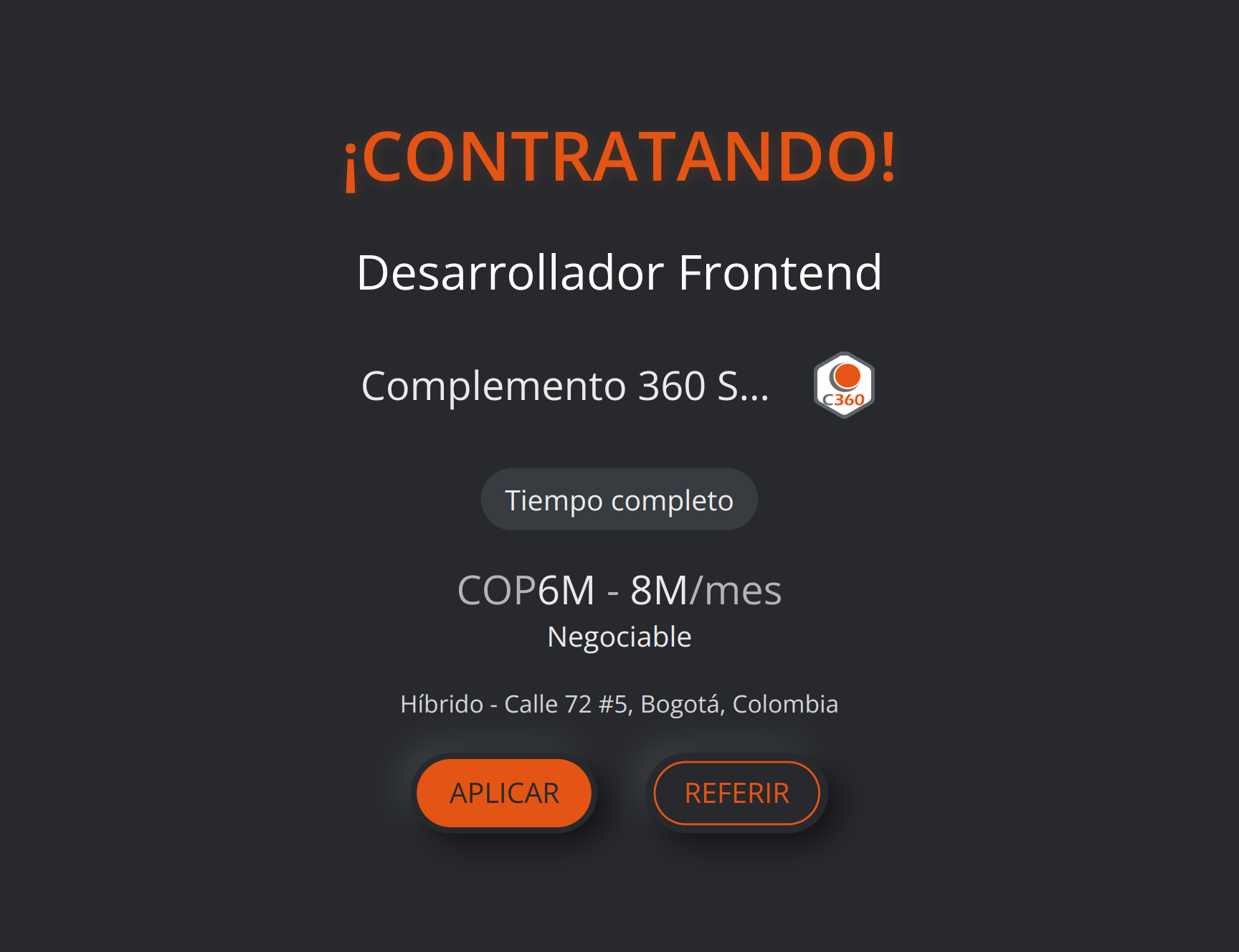 Desarrollador Frontend en Complemento 360 | Torre