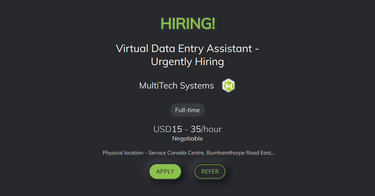 Virtual Data Entry Assistant - Urgently Hiring at MultiTech Systems | Torre