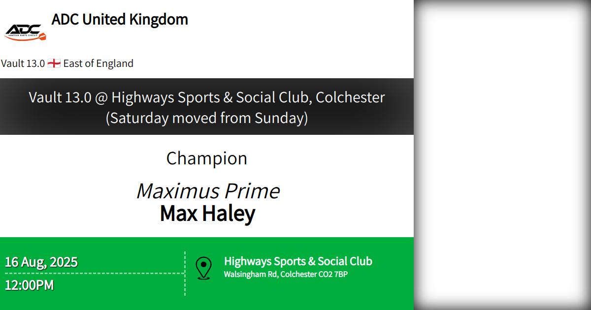 Vault 13.0 @ Highways Sports & Social Club, Colchester (Sundays)