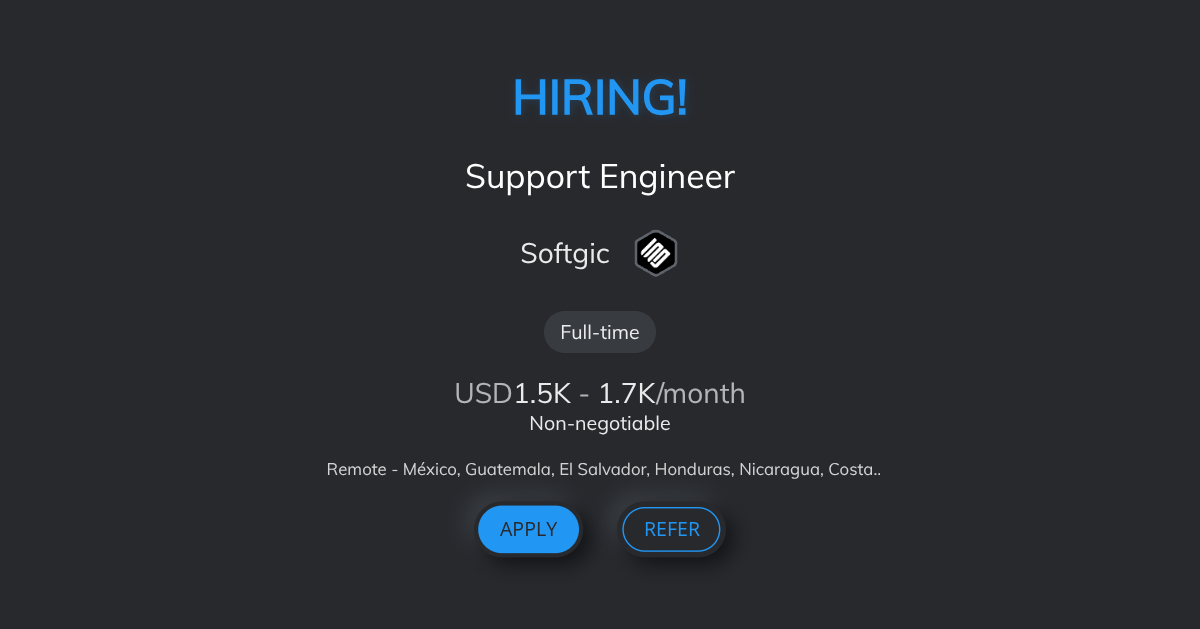 Support Engineer at Softgic | Torre