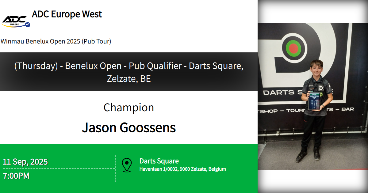 (Thursday) - Benelux Open - Pub Qualifier - Darts Square, Zelzate, BE