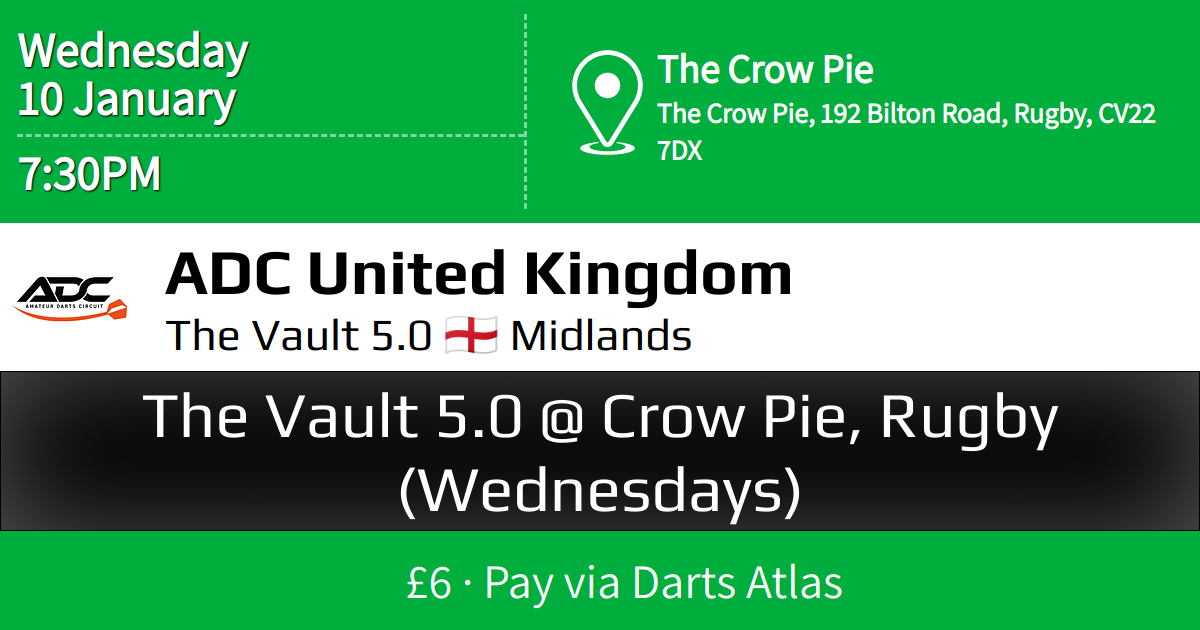 The Vault 5.0 @ Crow Pie, Rugby (Wednesdays)