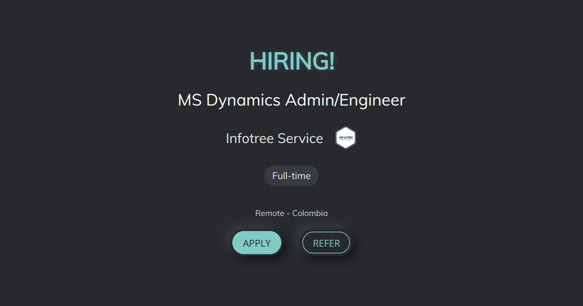 MS Dynamics Admin/Engineer at Infotree Service | Torre