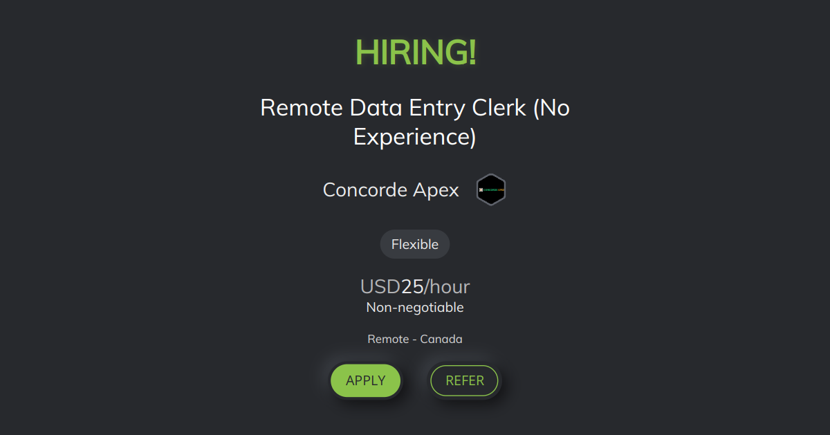 Remote Data Entry Clerk (No Experience) at Concorde Apex | Torre