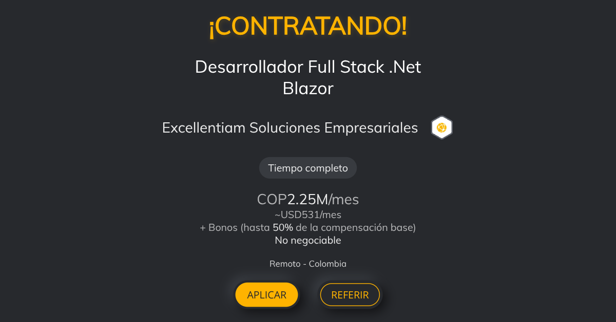 Desarrollador Full Stack .Net Blazor en Excellentiam Soluciones ...