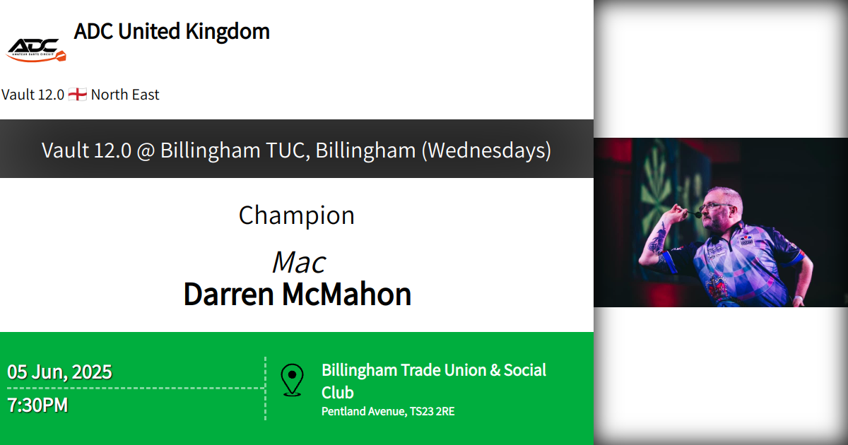 Vault 12.0 @ Billingham TUC, Billingham (Wednesdays)