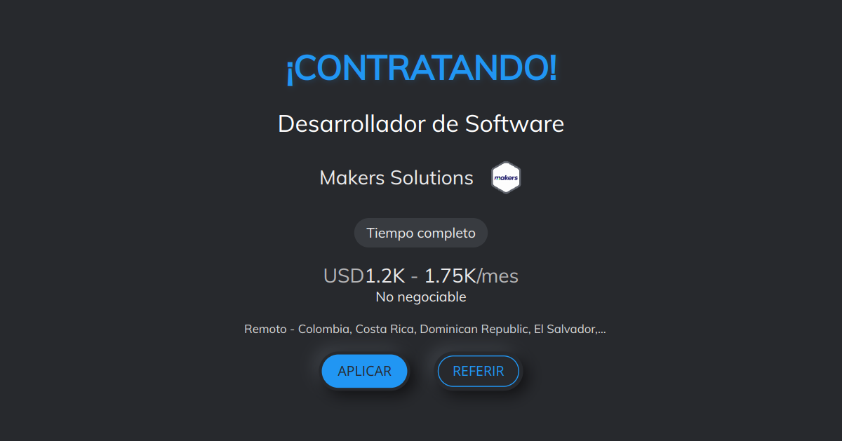 Desarrollador de Software en Makers Solutions | Torre