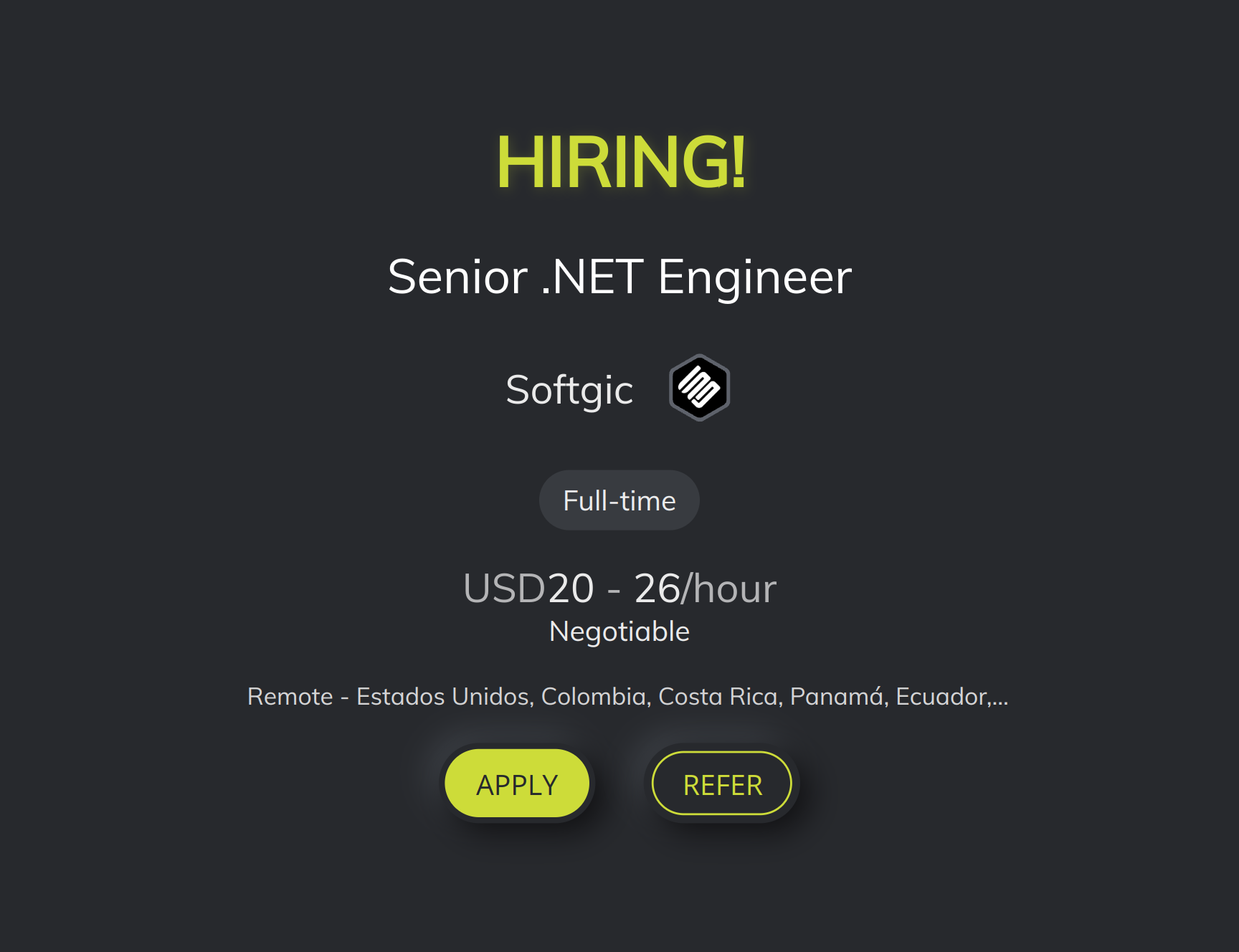 Senior .NET Engineer at Softgic | Torre