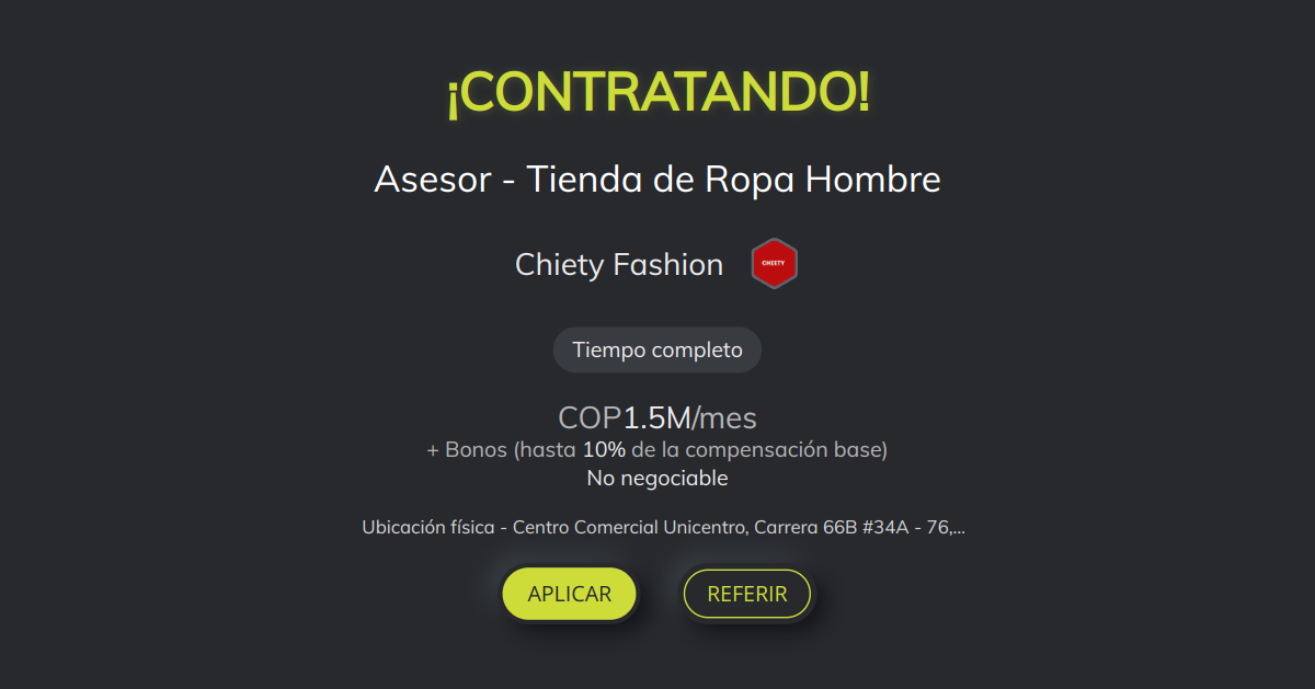 Asesor - Tienda de Ropa Hombre en Chiety Fashion | Torre