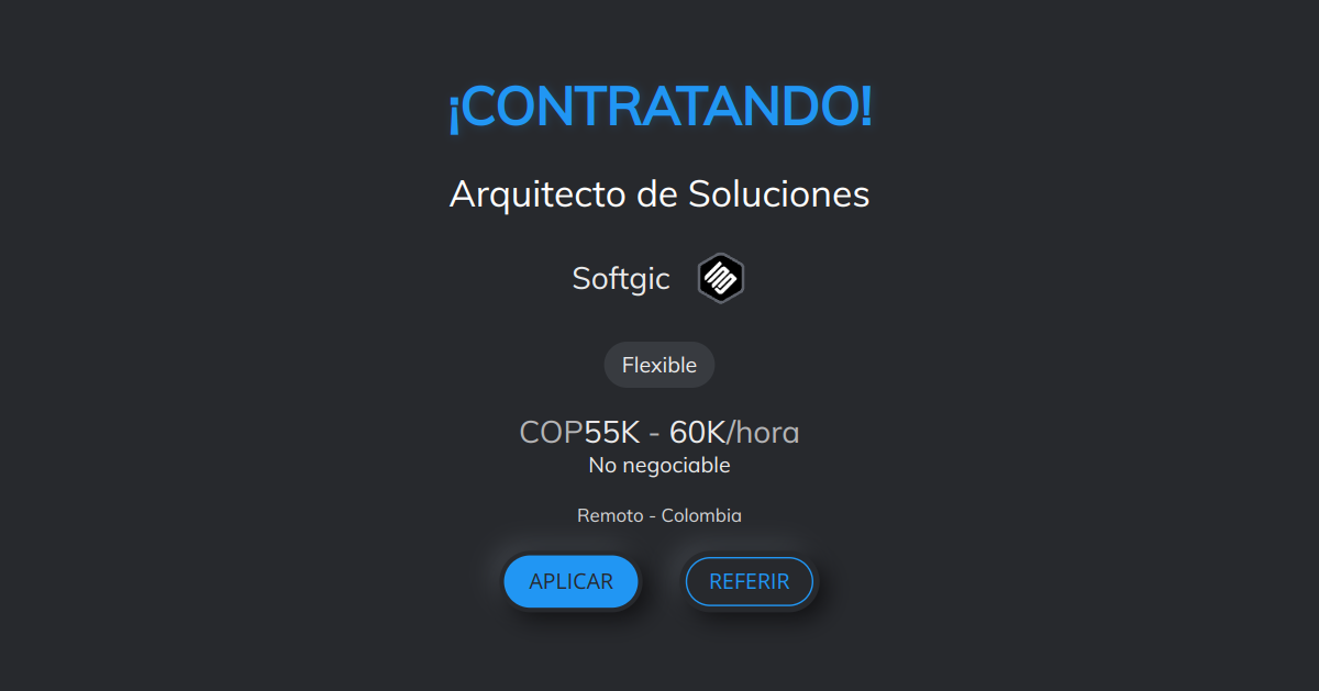 Arquitecto de Soluciones en Softgic | Torre Arquitecto de Soluciones en Softgic | Torre