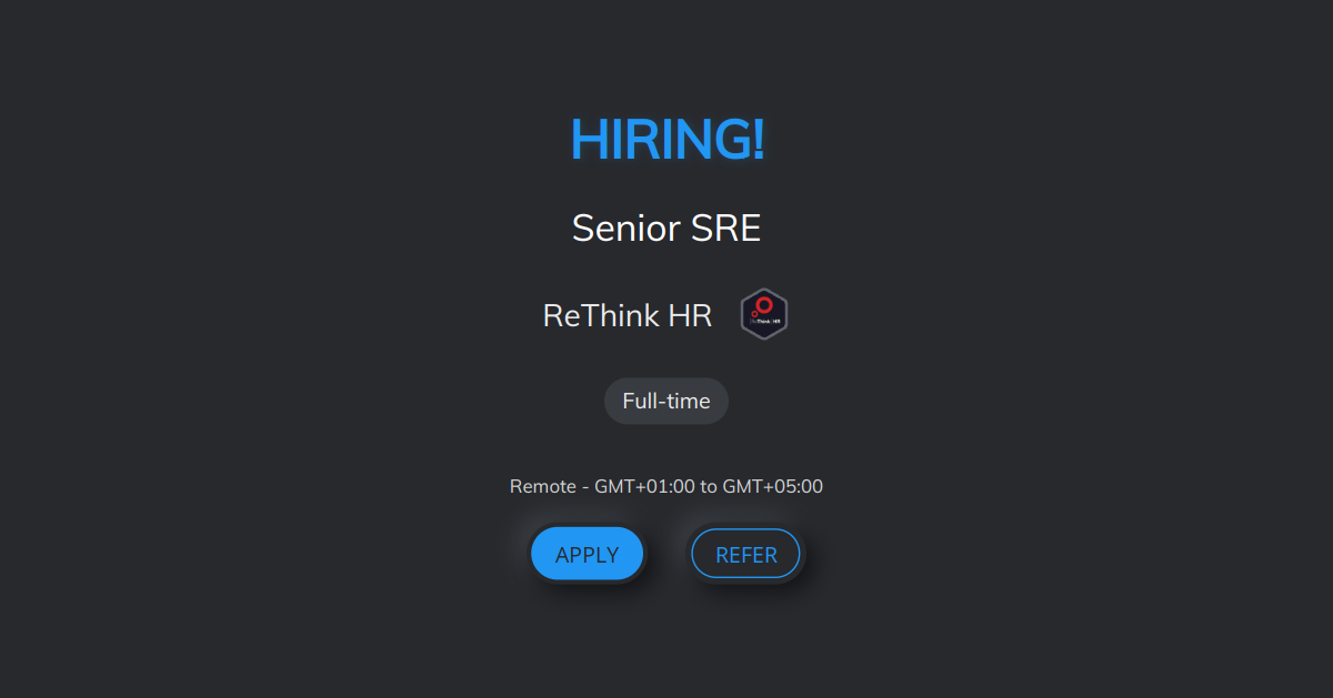 Senior SRE at ReThink HR | Torre