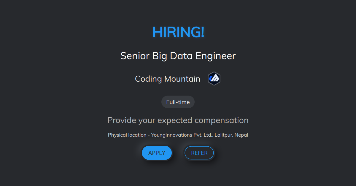 Senior Big Data Engineer at Coding Mountain | Torre