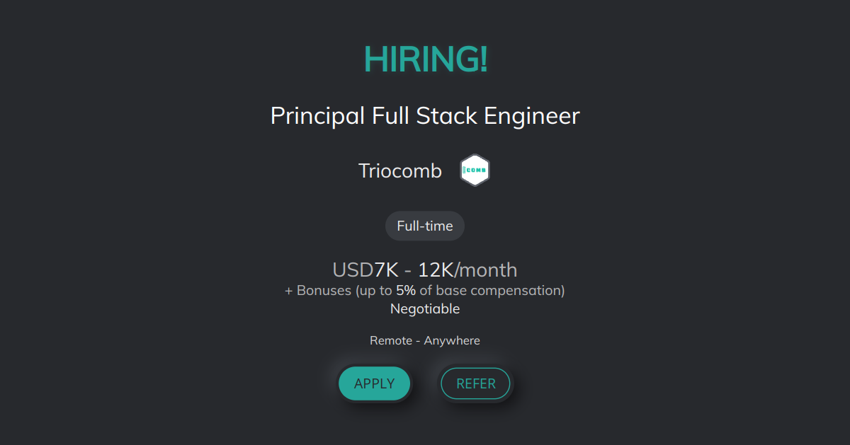 Principal Full Stack Engineer at Triocomb | Torre