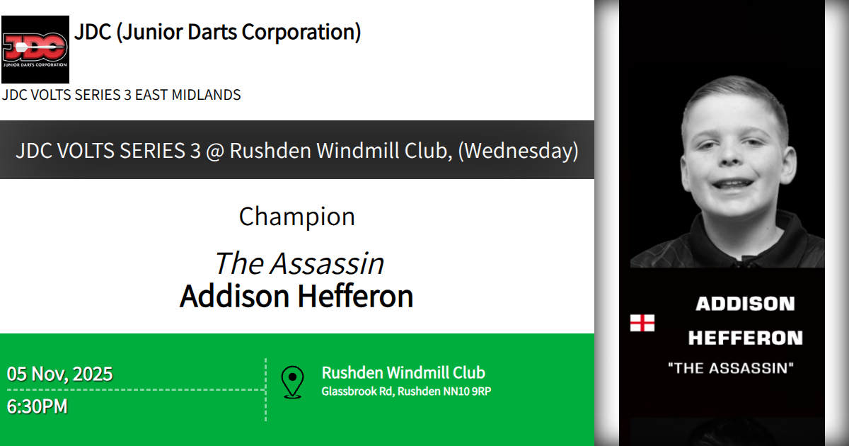 JDC VOLTS SERIES 3 @ Rushden Windmill Club, (Wednesday)