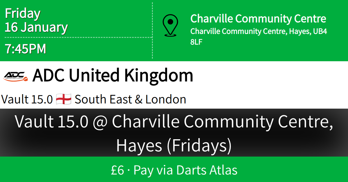 Vault 15.0 @ Charville Community Centre, Hayes (Fridays)