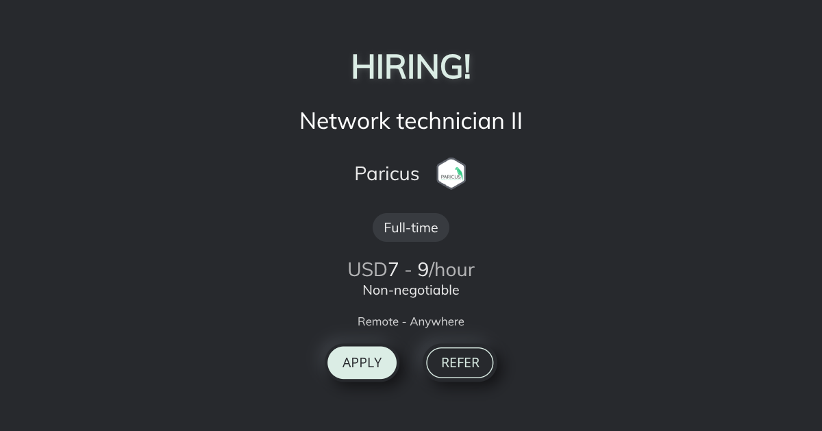 Network technician II at Paricus | Torre