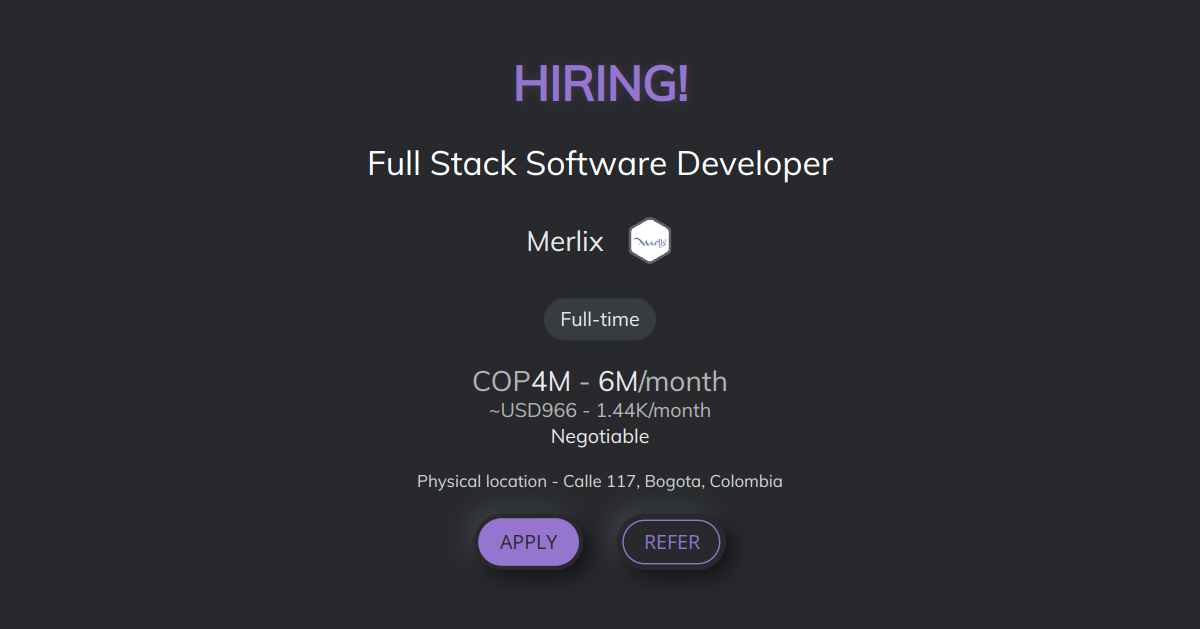 Full Stack Software Developer at Merlix | Torre