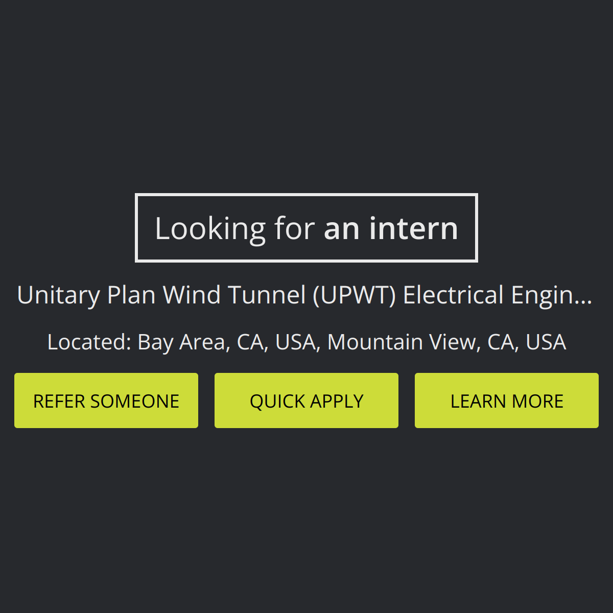 Unitary Plan Wind Tunnel (UPWT) Electrical Engineering Internship at NASA | Torre