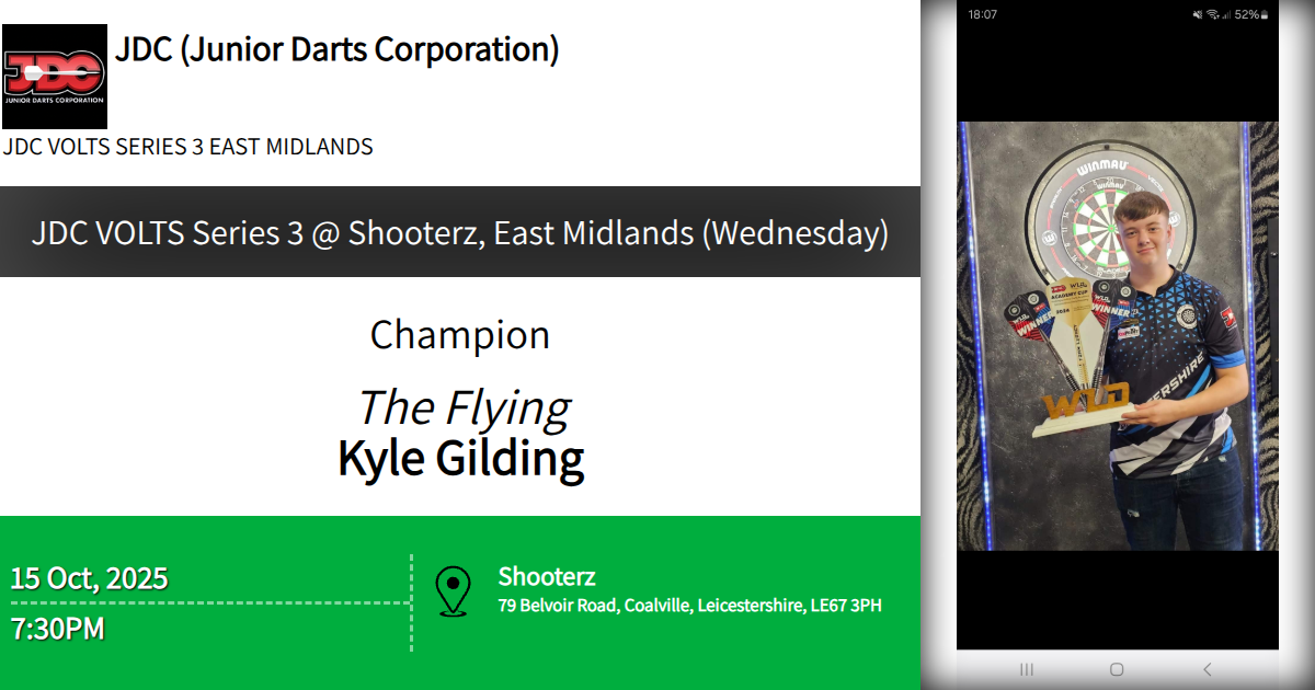 JDC VOLTS Series 3 @ Shooterz, East Midlands (Wednesday)