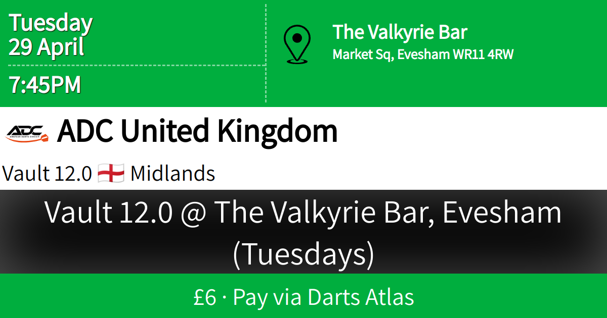 Vault 12.0 @ The Valkyrie Bar, Evesham (Tuesdays)