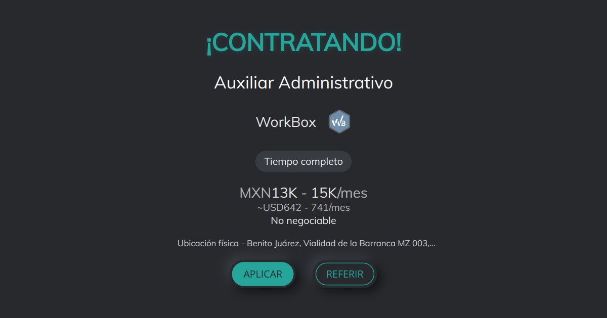 Auxiliar Administrativo en WorkBox | Torre