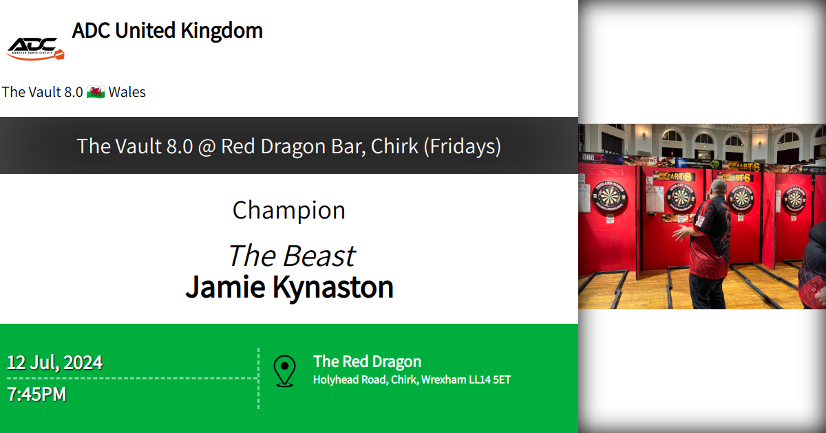 The Vault 8.0 @ Red Dragon Bar, Chirk (Fridays)