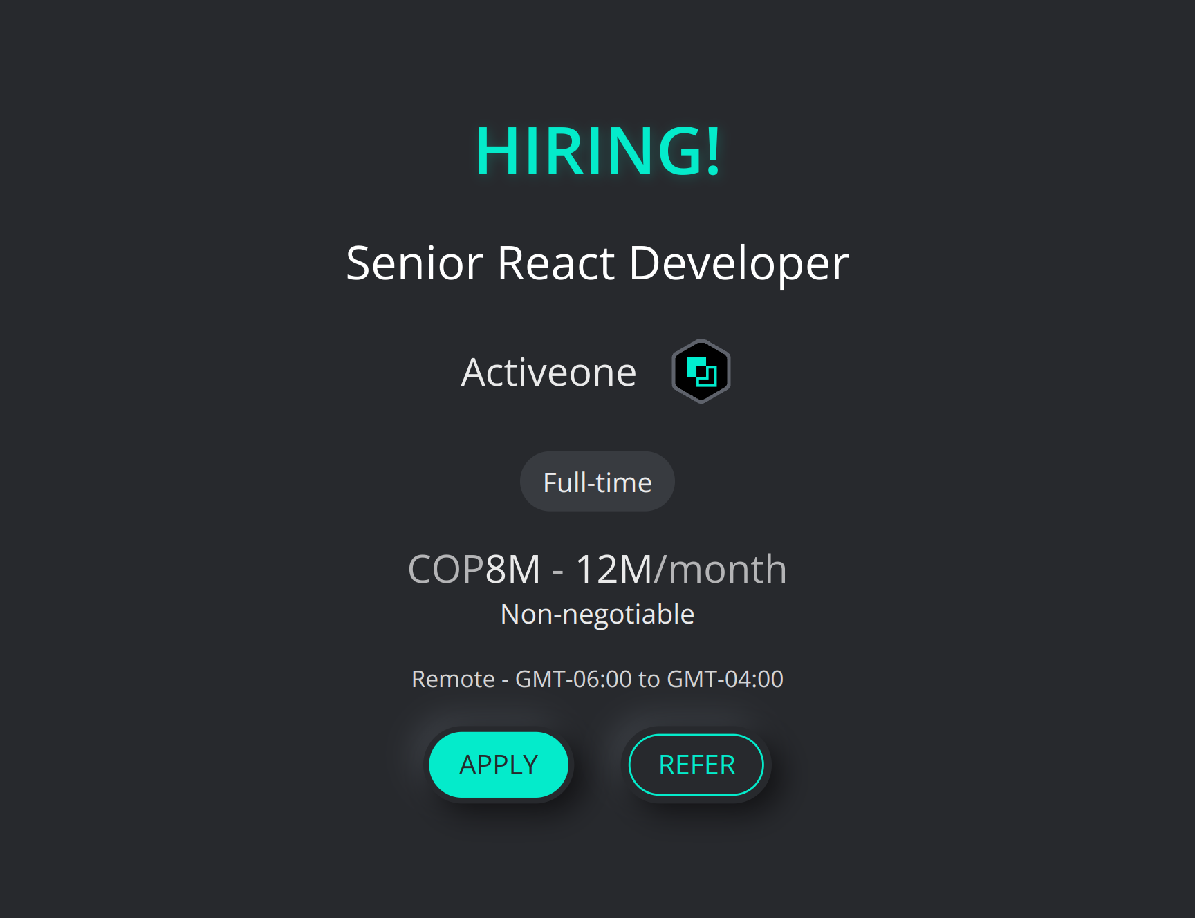 Senior React Developer at Activeone | Torre