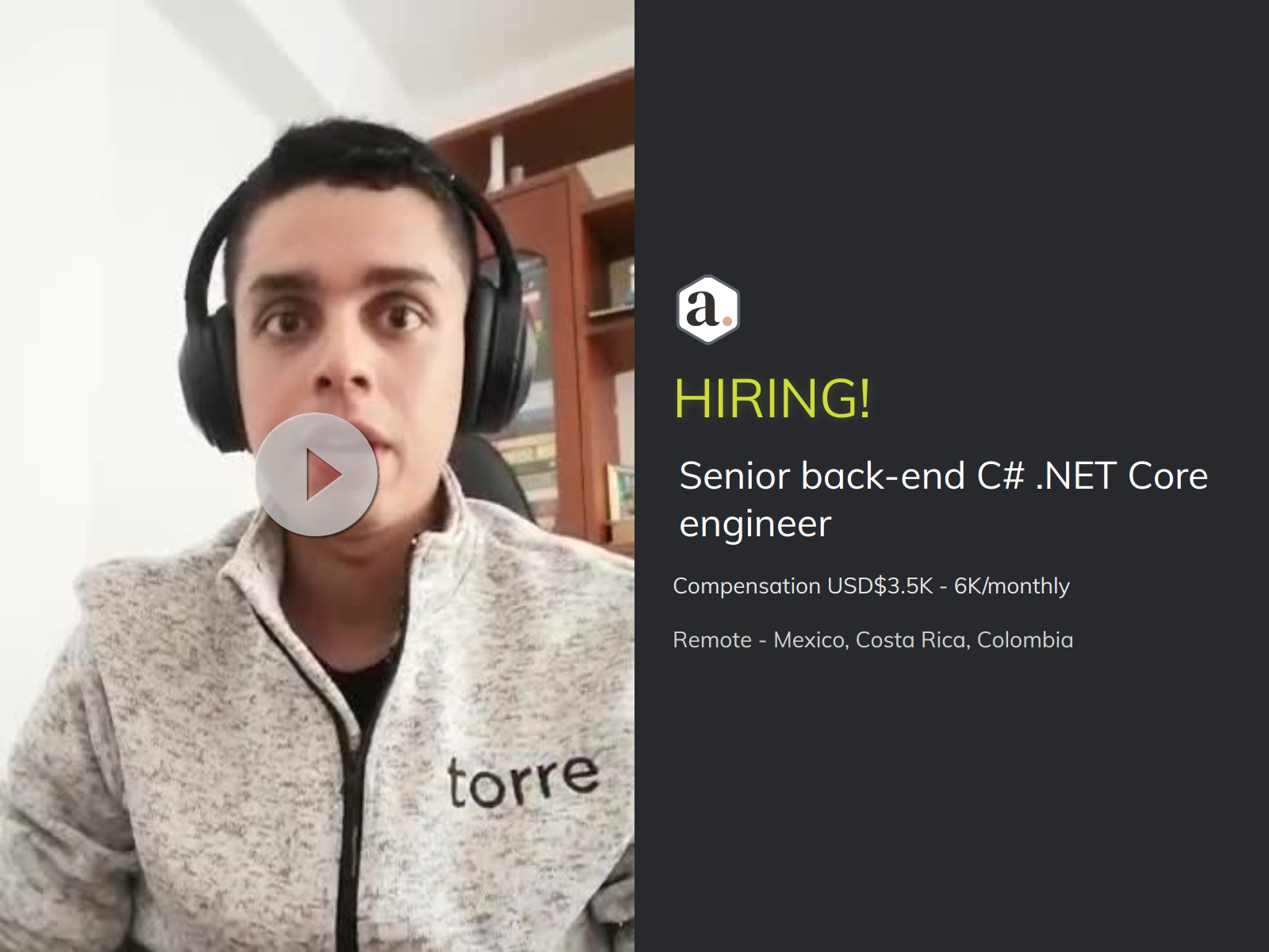 Senior back-end C# .NET Core engineer at Adoreal | Torre Senior back-end C# .NET Core engineer at Adoreal | Torre